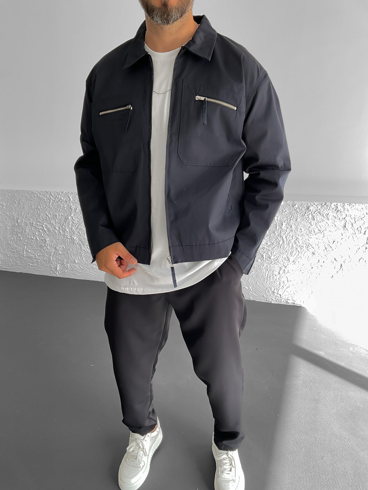 Navy Blue Double Zipper Jacket – HypeCrewConcept