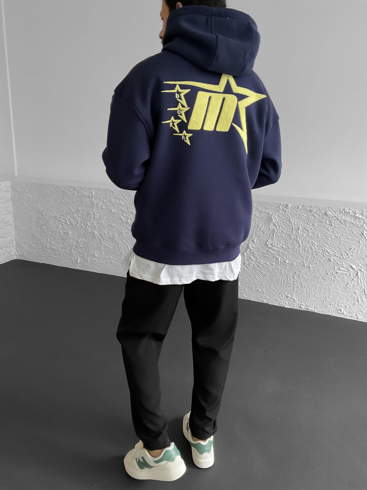 Navy Blue Stars Embroidered Hoodie – HypeCrewConcept