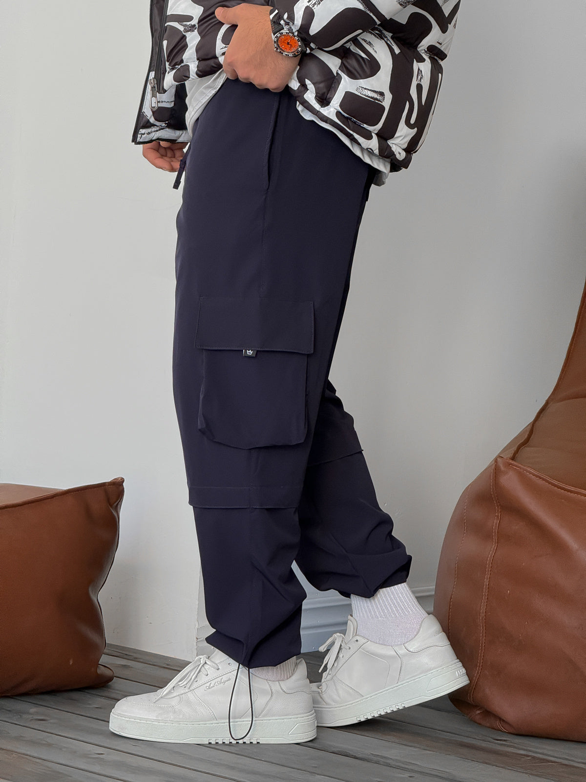 Navy Blue Parachute Cargo Stopper Trousers – HypeCrewConcept