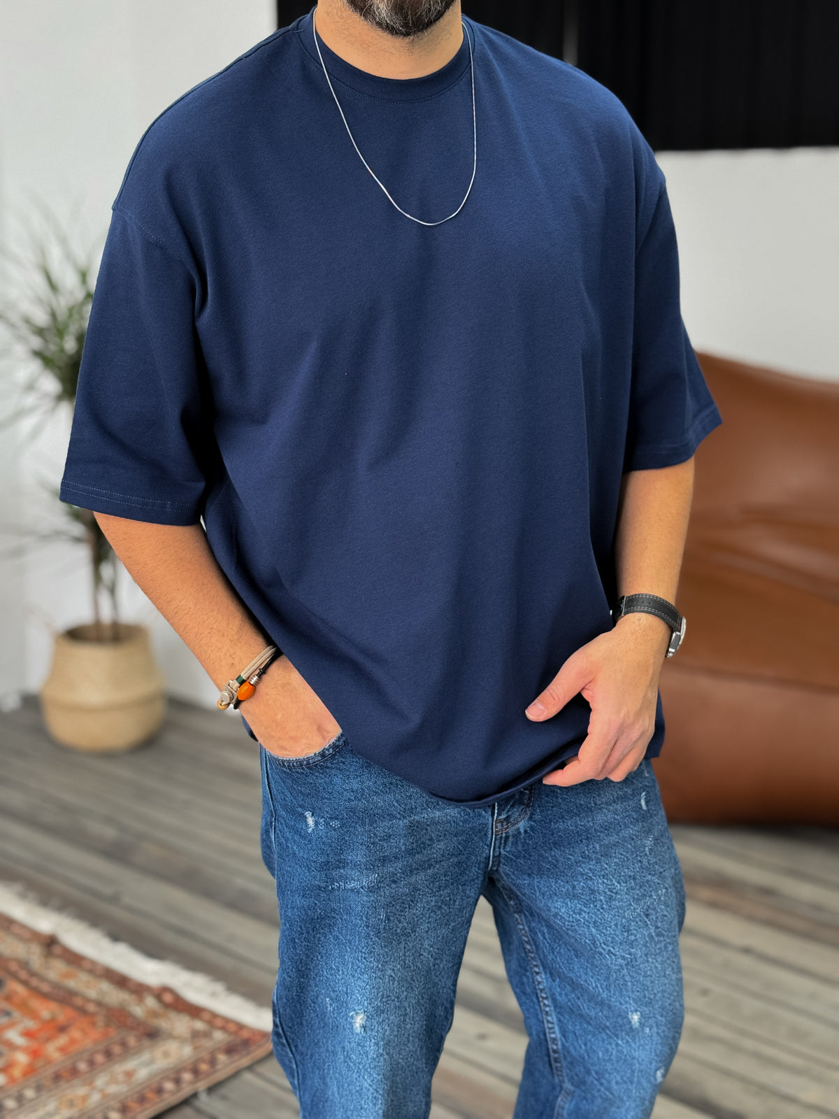 Navy Blue Basic Oversize T-Shirt – HypeCrewConcept